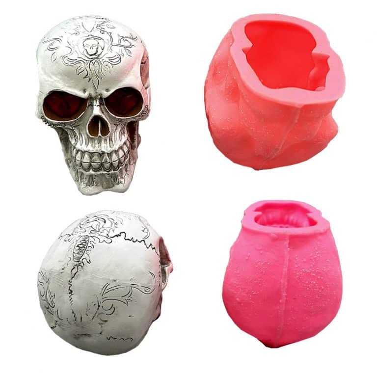 3D Silicone Skull Mold with Tattoo For Concrete Plaster - Lcmolds.com
